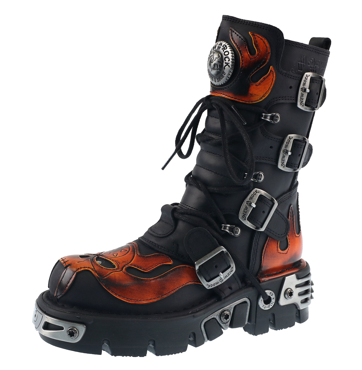 Zapatos New rock - Botas de vampiro (107-S1) Negro-Naranja - metalshop.es